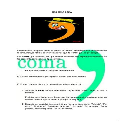 Uso de la coma. | PDF