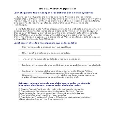 2° b.ejercicios del uso de la mayúscula | DOCX