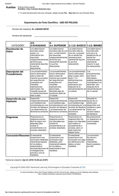 Your rubric escribiendo un cuento mi cuento es. | PDF
