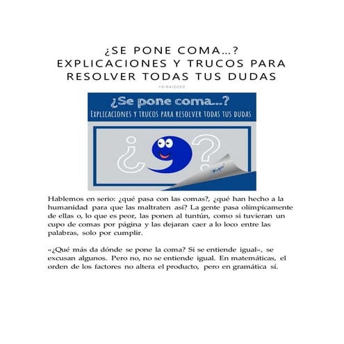 Utilizacion De La Coma Cómo Se Usa La Coma? – El Cinturón De