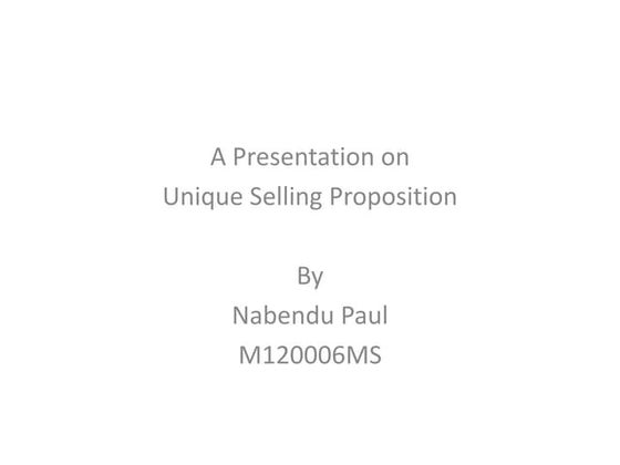 Unique selling proposition and value proposition | PPTX | Marketing and ...