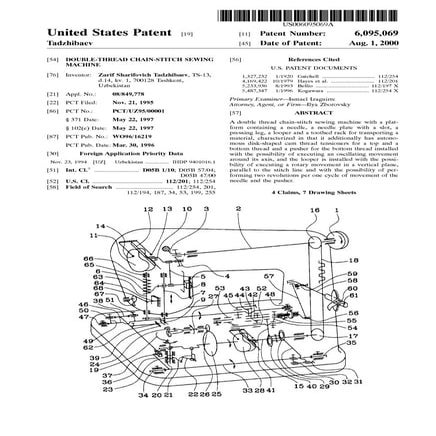 Us patent 6095069 zarif double-thread chain-stitch sewing machine | PDF