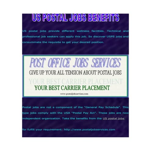 US POSTAL JOBS BENEFITS | PDF