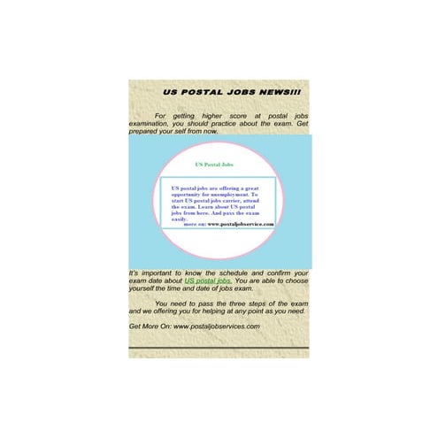 US POSTAL JOBS NEWS | DOC | Educational Assessment | Education