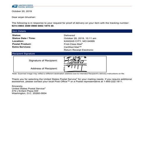 92148902358909000000043413 electronic delivery receipt | PDF