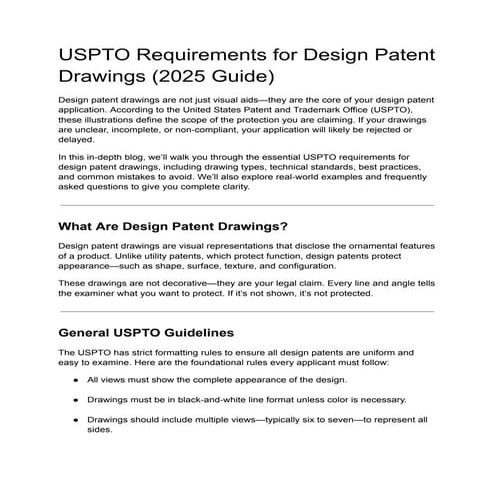 USPTO Requirements for Design Patent Drawings (2025) | InventionIP | PDF