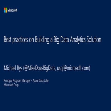 Best Practices On Building A Big Data Analytics Solution Sqlbits 2018 Training Day Ppt 5470