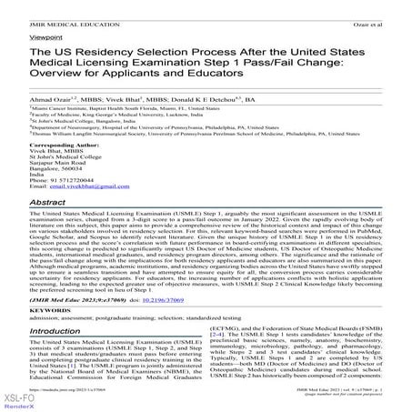 The US Residency Selection Process After the United States Medical ...