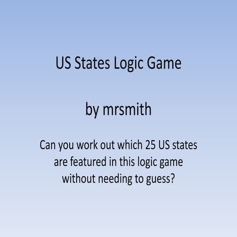 Us states logic game | PPT