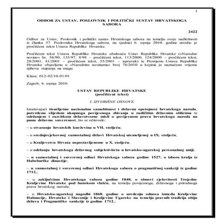 Ustav RH (2010) | PDF