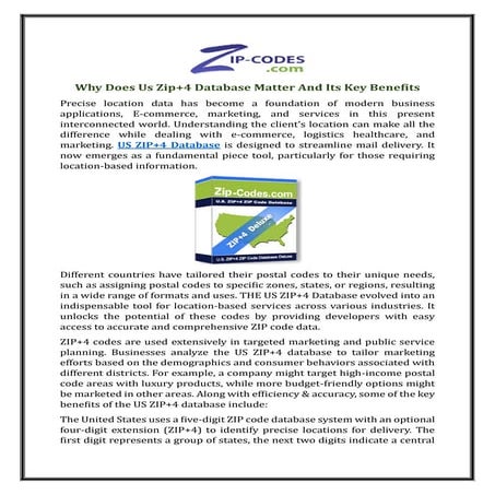 Why Does Us Zip+4 Database Matter And Its Key Benefits | PDF
