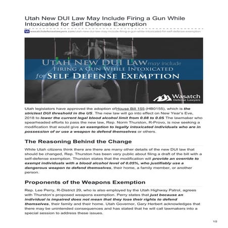 Utah new dui law may include firing a gun while intoxicated for self ...