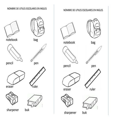 Utiles escolares en ingles | PPTX