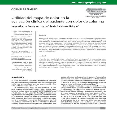 Utilidad del mapa de dolor en evaluación clínica del paciente con dolor ...