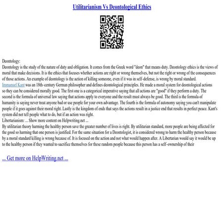 Utilitarianism Vs Deontology