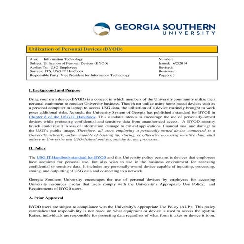 University Personal Devices (BYOD) Policy | PDF