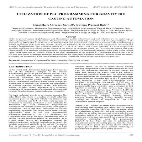 Utilization of plc programming for gravity die casting automation | PDF