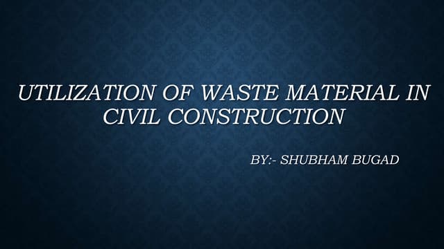 Construction and demolition waste ppt | PPTX