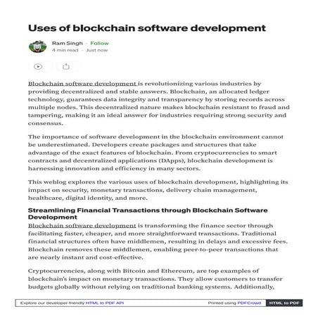Utilizations Of Blockchain Application Developmentpdf 