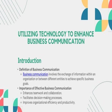 Utilizing Technology to Enhance Business Communication | PPTX