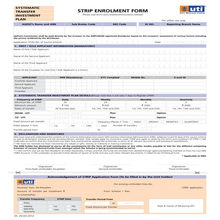 Uti mf strip application form arn | PDF