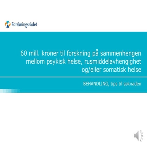 Tips til søkere på 60 mill. kroner til forskning på sammenhengen mellom psykisk helse ...