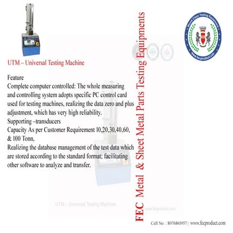 Utm universal testing machine copy | PPT