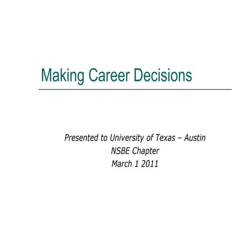 Making Career Decisions | PPT