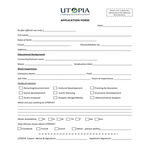 Volunteers Application Form | PDF