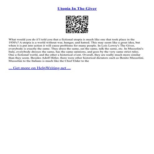 Utopia In The Giver | PDF