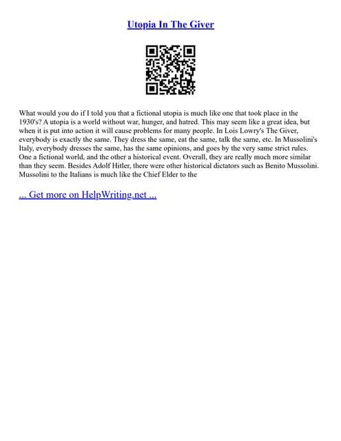 Examples Of Utopian Society | PDF