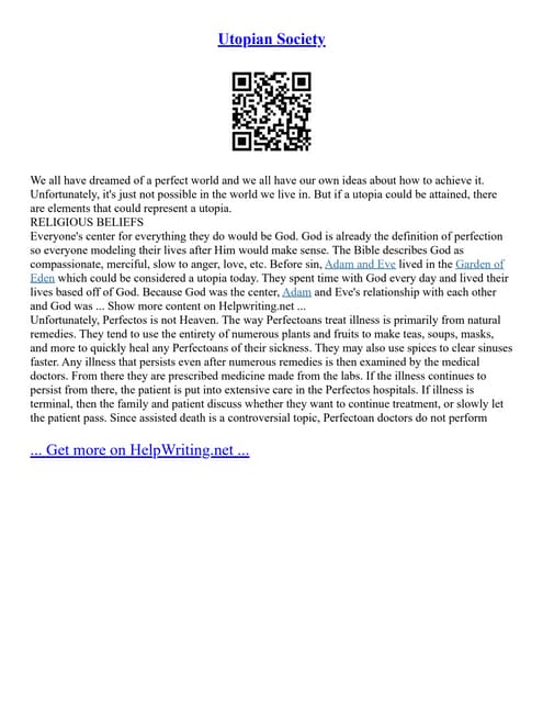 Examples Of Utopian Society | PDF
