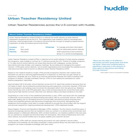 Urban Teacher Residencies across the U.S connect with Huddle. | PDF