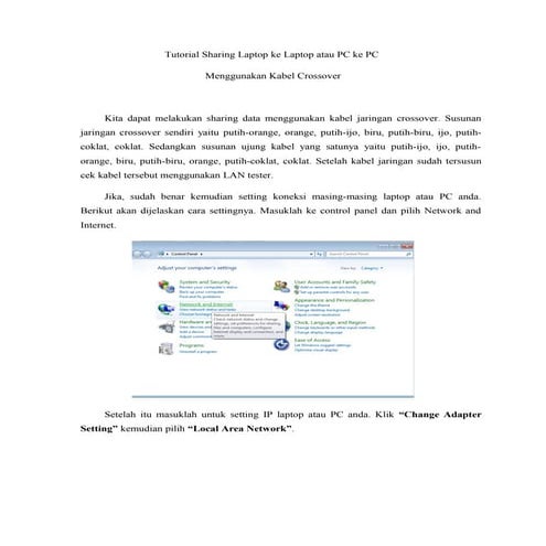 Tutorial Sharing PC to PC Menggunakan Kabel Crossover | DOC