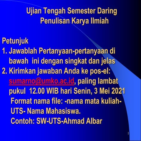 UTS-B mengenai persoalan pembelajaran .ppt