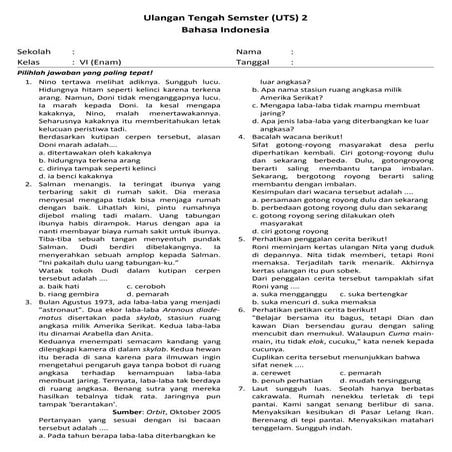 UTS 2 Bahasa Indonesia | DOC