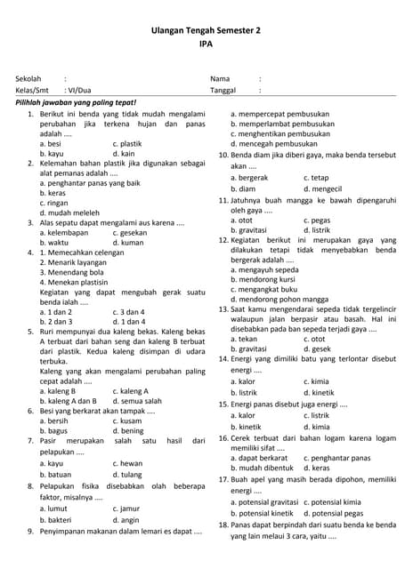 Ulangan Matematika Kelas 3 Semester 2-www.mautidakmauharusmau.blogspot.com