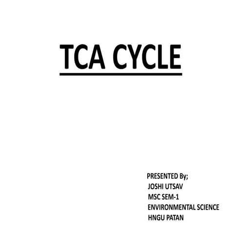 TCA cycle (Tricarboxylic acid cycle) | PDF