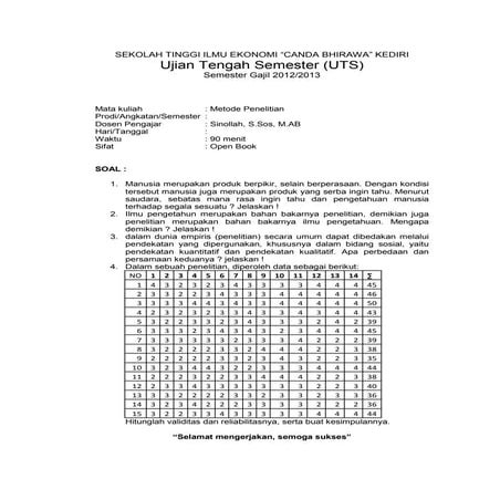 Uts metpen ganjil 2012 2013 | PDF