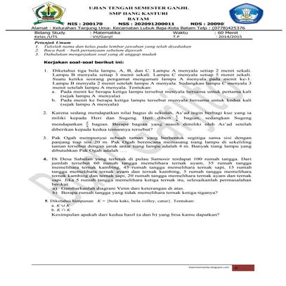 Uts mtk 7,8,9 smp hk 2014 | PDF