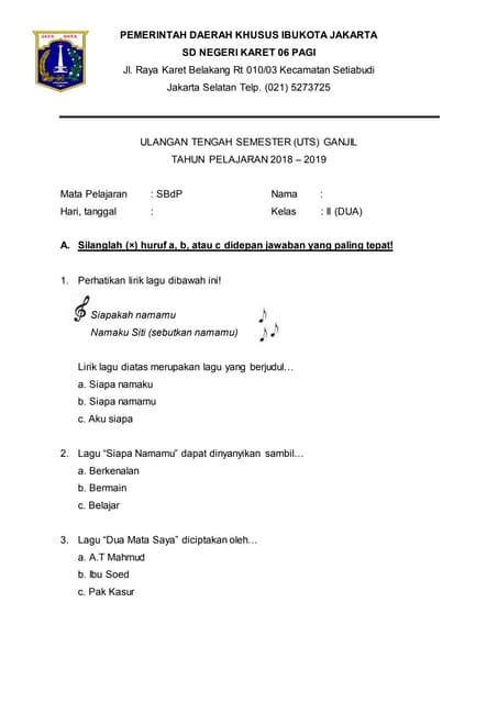 Uts pai kelas ii sd | PDF