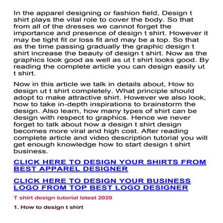 Tshirt Design - High school lesson PPT for Beginners | PPT