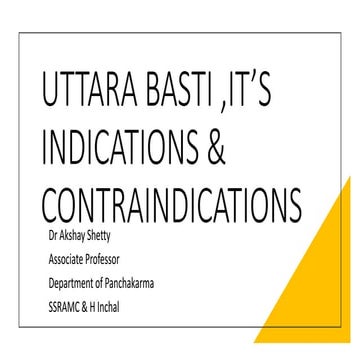 Uttara basti Indications & Contraindications | PPTX
