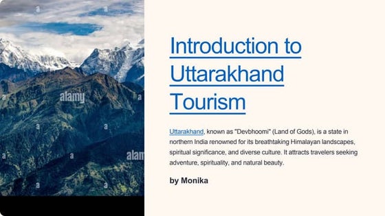 Uttarakhand tourism places is a state in northern India | PDF