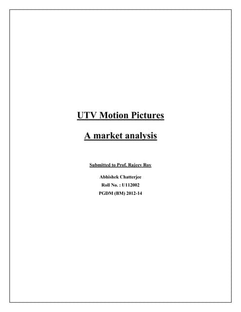 UTV motion pictures by | PPTX | Entertainment