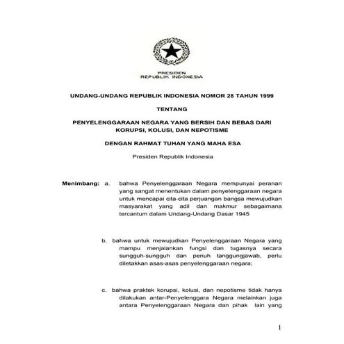 Uu 28-1999 bebas kkn | PDF