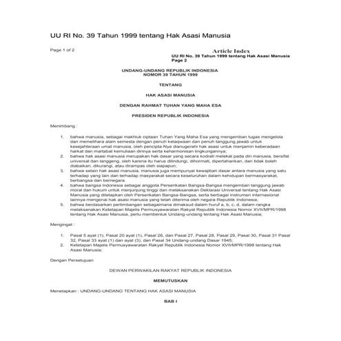 UU RI No.39 th 1999 ttg HAM | DOC
