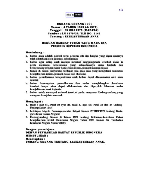 Uu no. 4 tahun 1979 idn journal | PDF