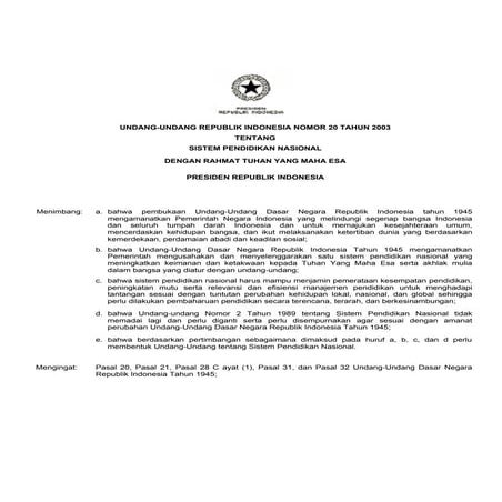 1. Sisdiknas uu no.20 tahun 2003 (pdf) | PDF