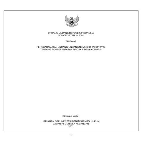 UU No.20 th 2001 ttgTIPIKOR | PDF